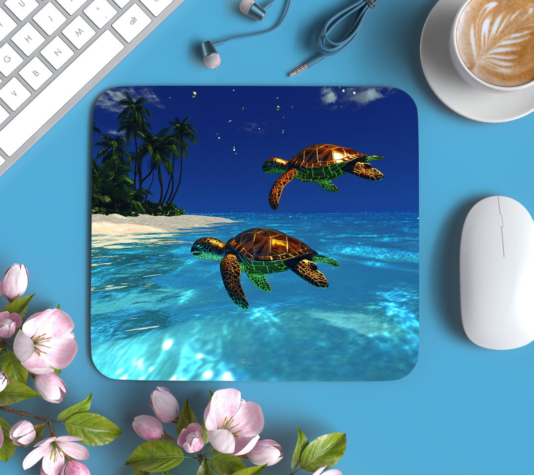 Ocean Turtle Frutiger Aero Y2k Aqua MOUSE PAD for Computer - USB, Y2K ...
