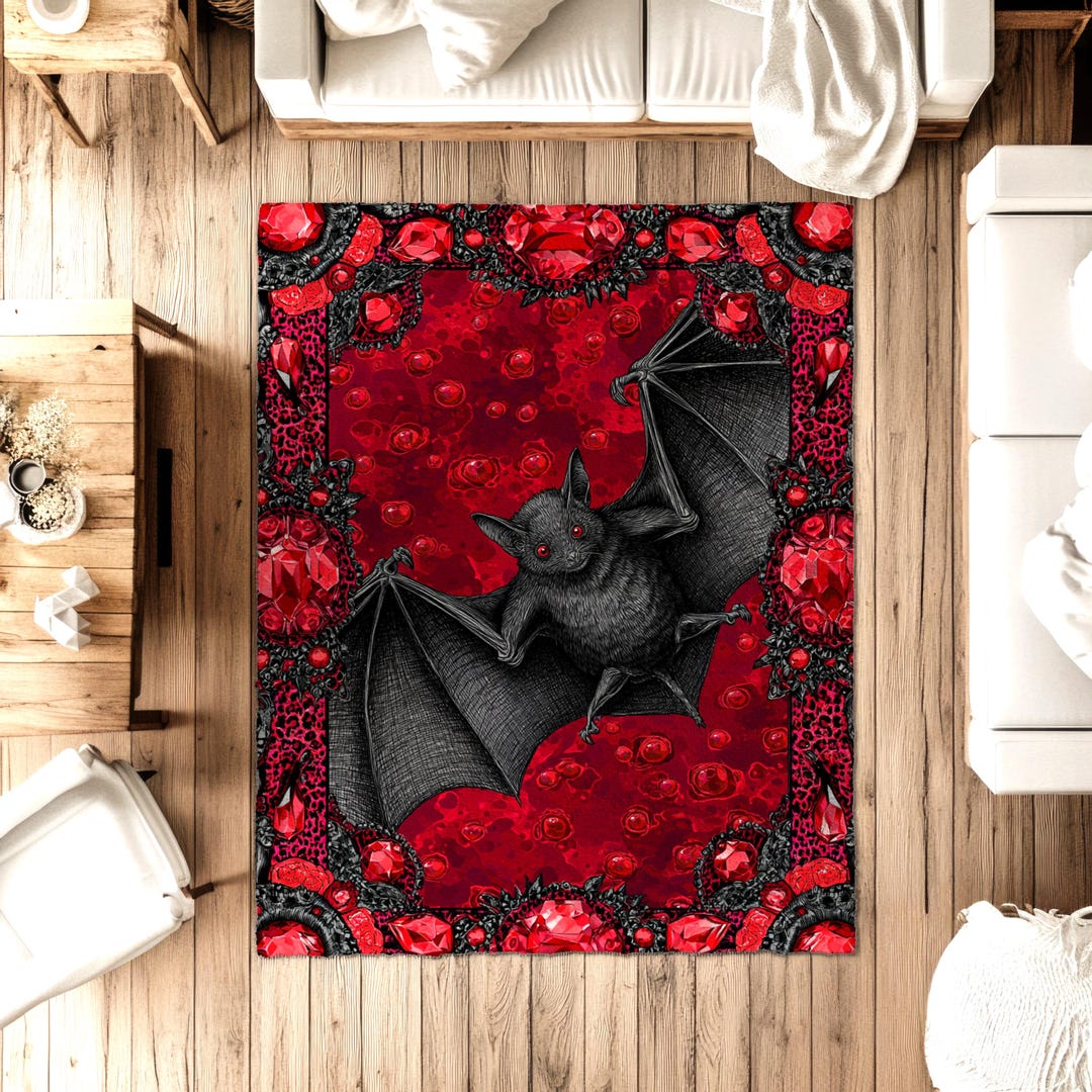 Gothic Bat Rug, Y2k Creepy Bat Rug Decor, Gothic Rug, Bats, Y2k ...