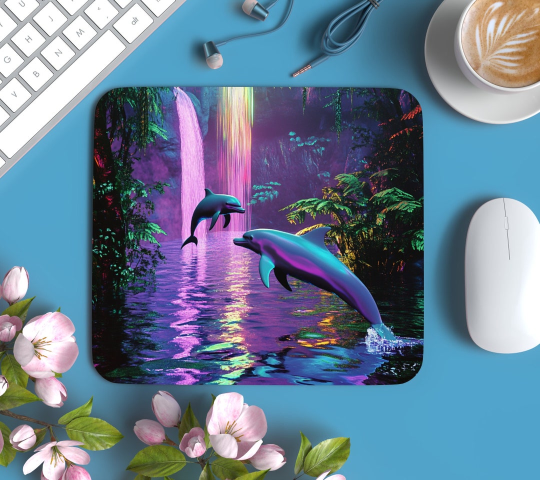 Dolphin Vaporwave Frutiger Aero Y2k Aqua MOUSE PAD for Computer - USB ...