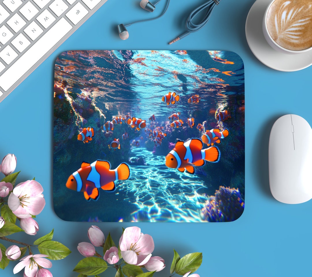 Clownfish Ocean Frutiger Aero Y2k Aqua MOUSE PAD for Computer - USB ...