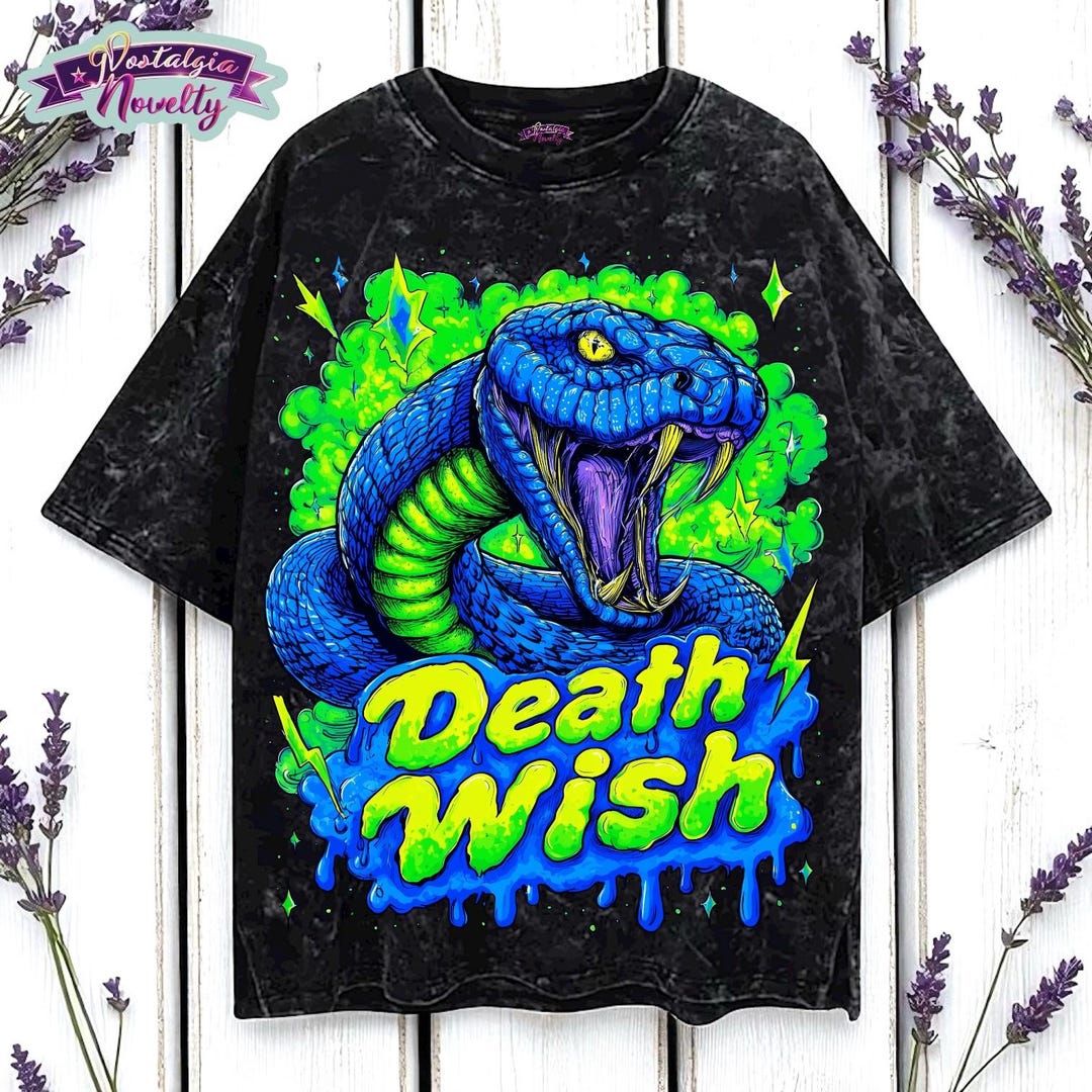 Y2K Snake Goth Older Brother Core Graphic Tee: Acid Wash Streetwear ...