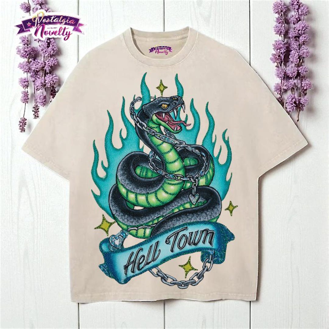 Y2K Snake Gothic Flame Older Brother Core Graphic Tee: Goth T-shirt ...