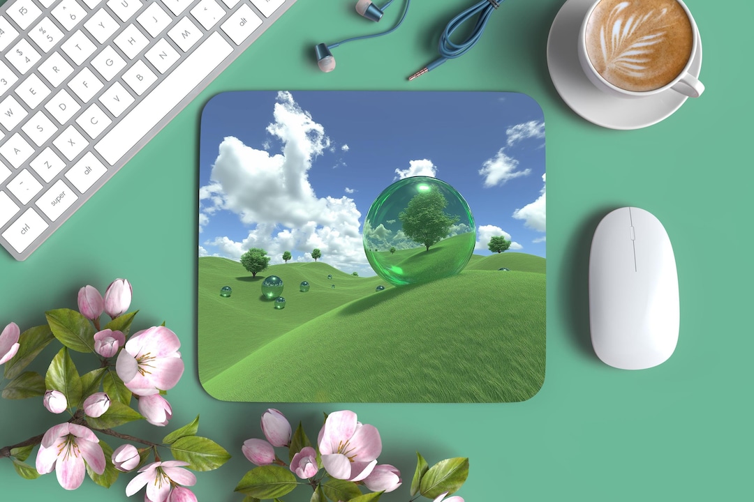 Grassy Hills Frutiger Eco Y2k Aqua MOUSE PAD for Computer - Y2K, Liquid Mouse, Ocean, Frutiger ...