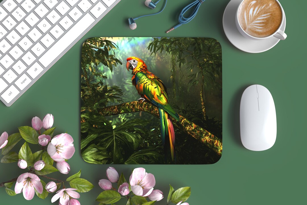 PARROT Vaporwave Y2k Gaming MOUSE PAD for Computer - Zoo Gift, Animal ...