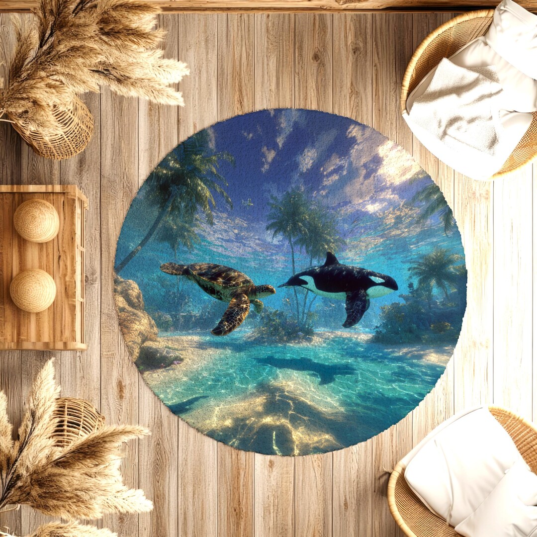 Frutiger Aero Orca Whale Rug: Y2K Cybercore Ocean Decor - Etsy