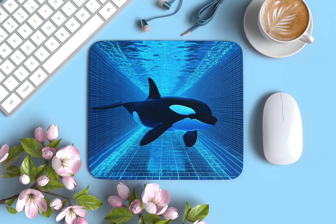 Orca Whale Vaporwave Frutiger Aero Y2k Aqua MOUSE PAD for Computer ...