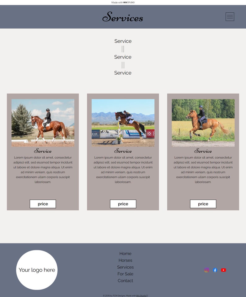 Wix Website Template, Modern Design, for Equestrians, Equine Businesses ...