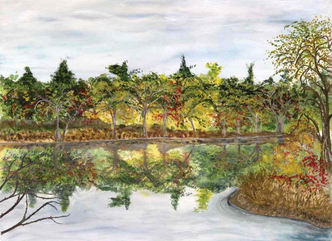 Autumn Reflection Canvas Art: Rustic Landscape Wall Decor - Etsy