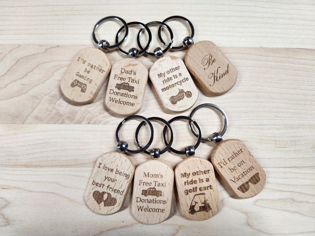 Engraved Wood Keychains With Phrase - Etsy