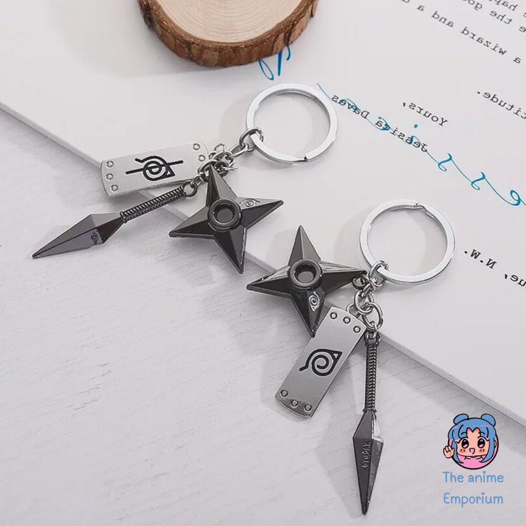 Naruto Anime Kunai Shuriken Konoha Ninja Keychain, Naruto Uzumaki ...