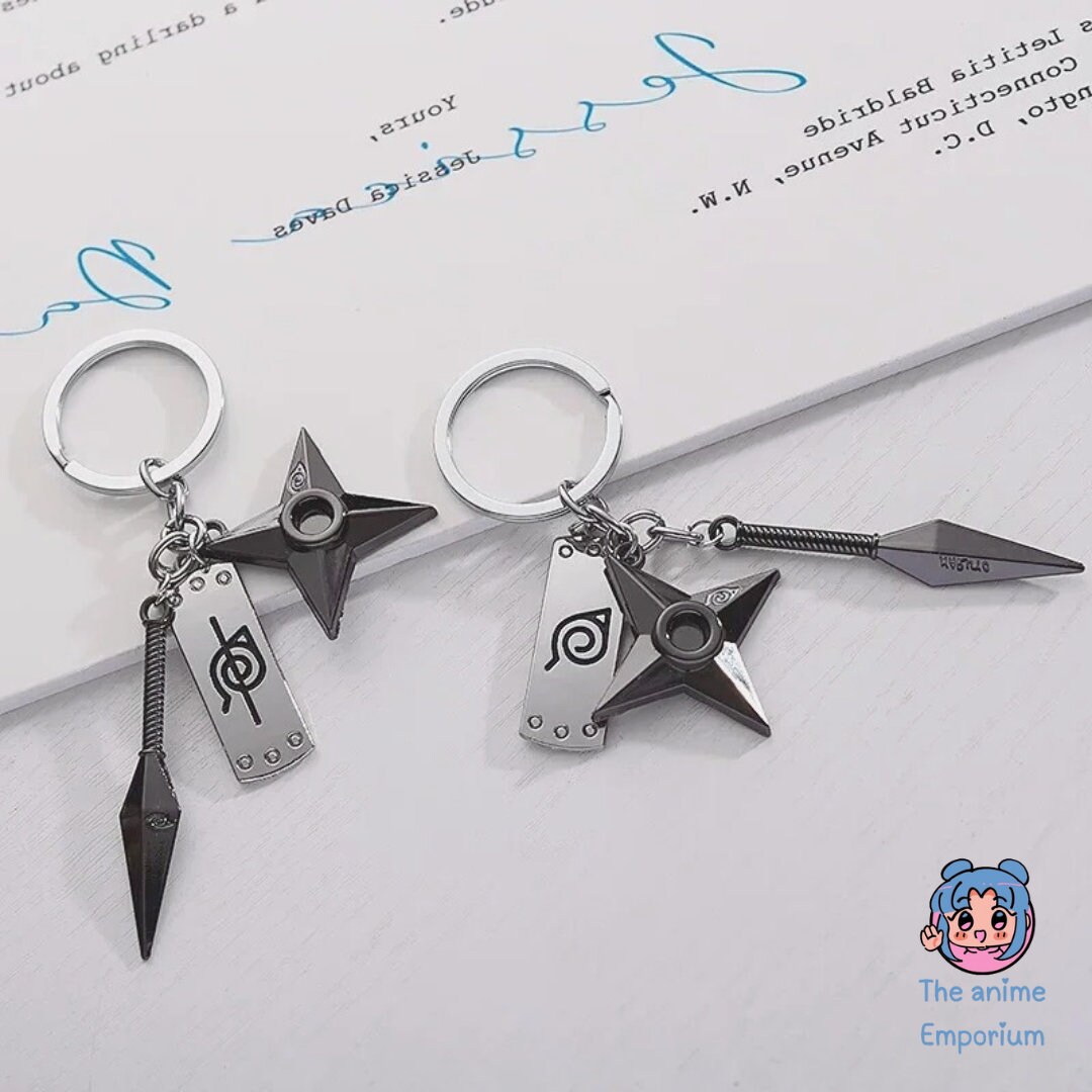 Naruto Anime Kunai Shuriken Konoha Ninja Keychain, Naruto Uzumaki ...