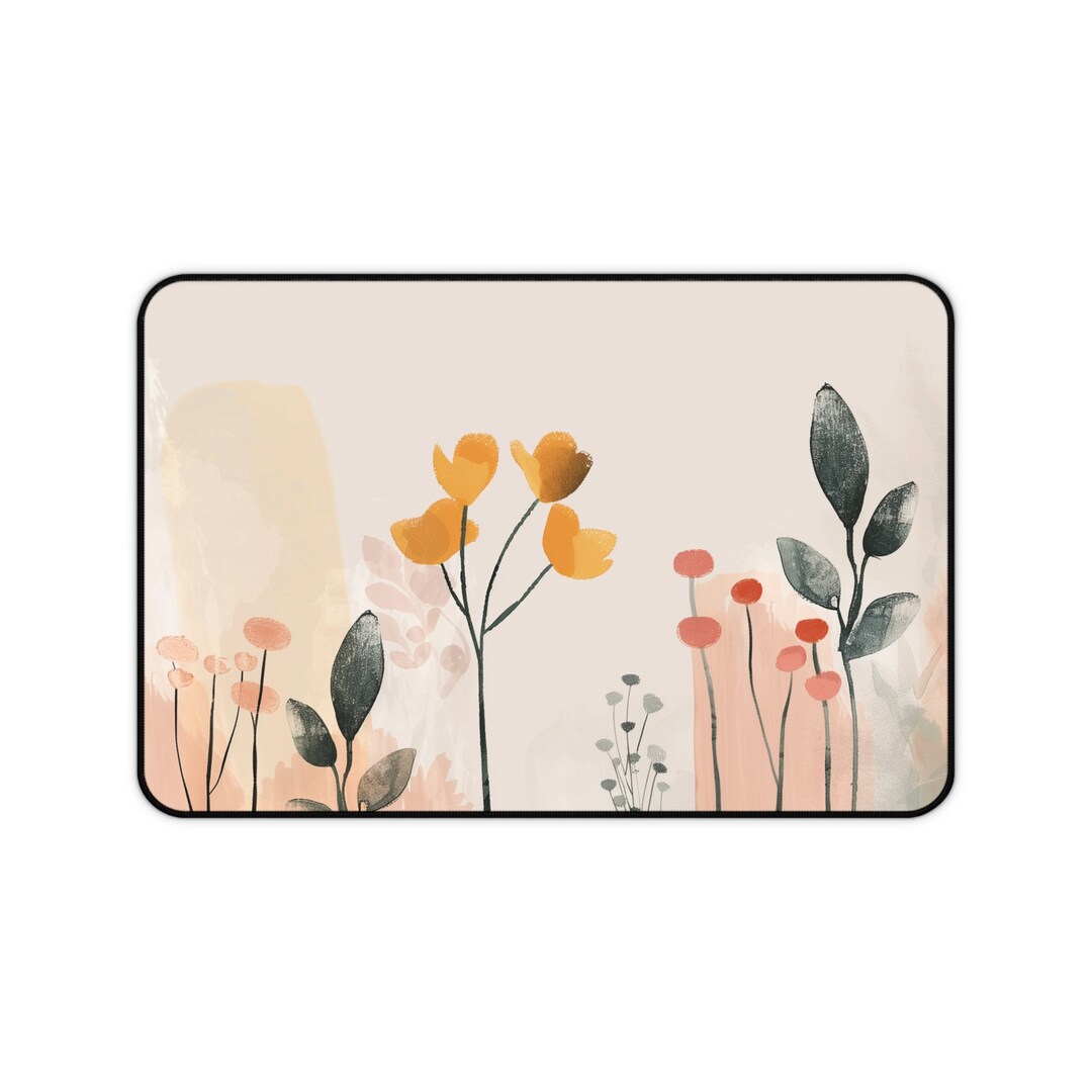 Hobo Style Minimalist Floral Background Desk Mat for Work or Home ...
