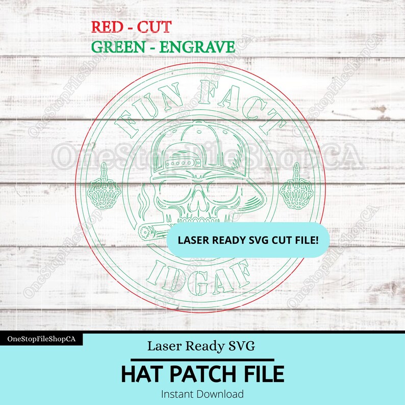 Fun Fact IDGAF Hat Patch File | Funny Leather Patch Hats | Instant ...