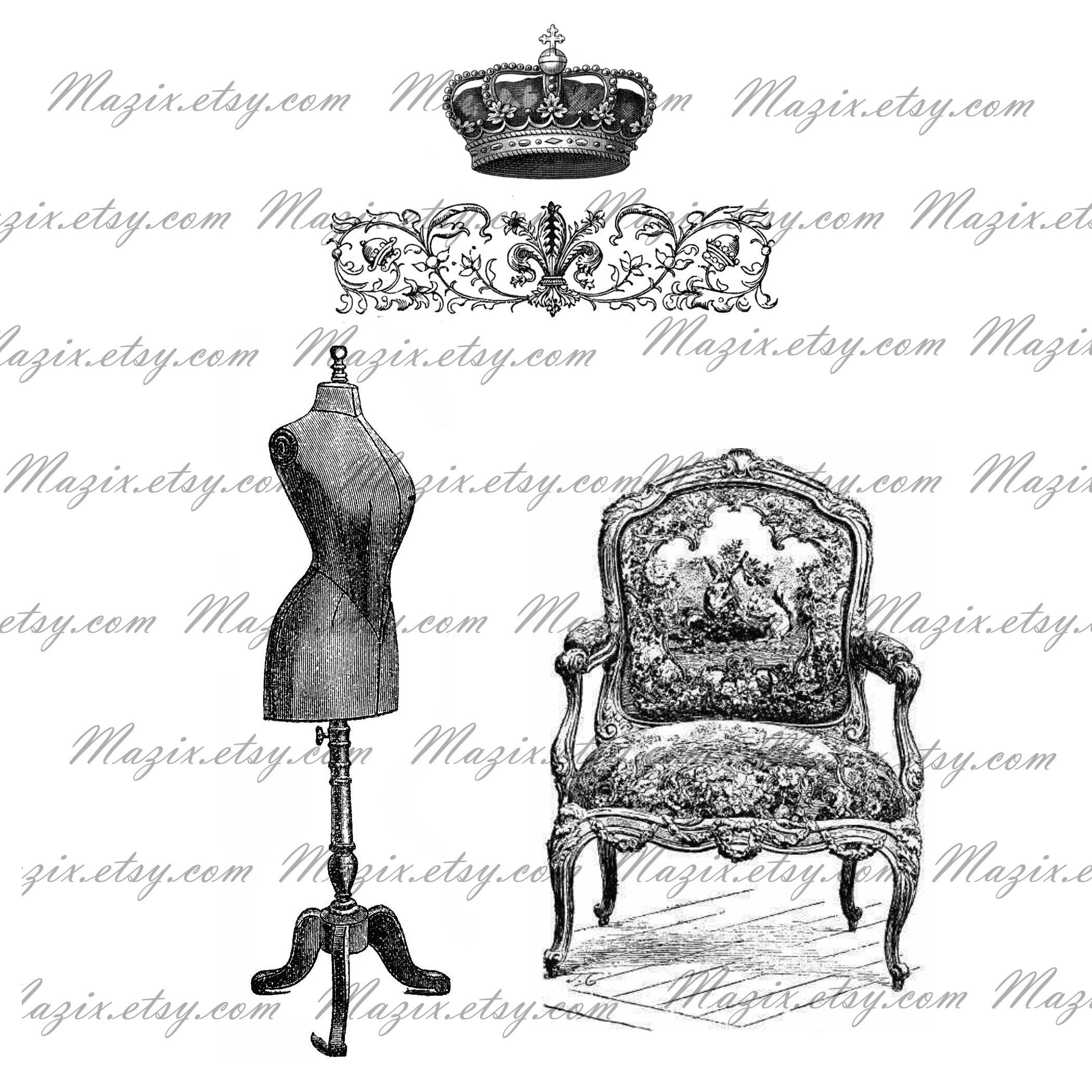 Fashion Clip Art - Vintage Antique in Png Format Instant Download #150 ...
