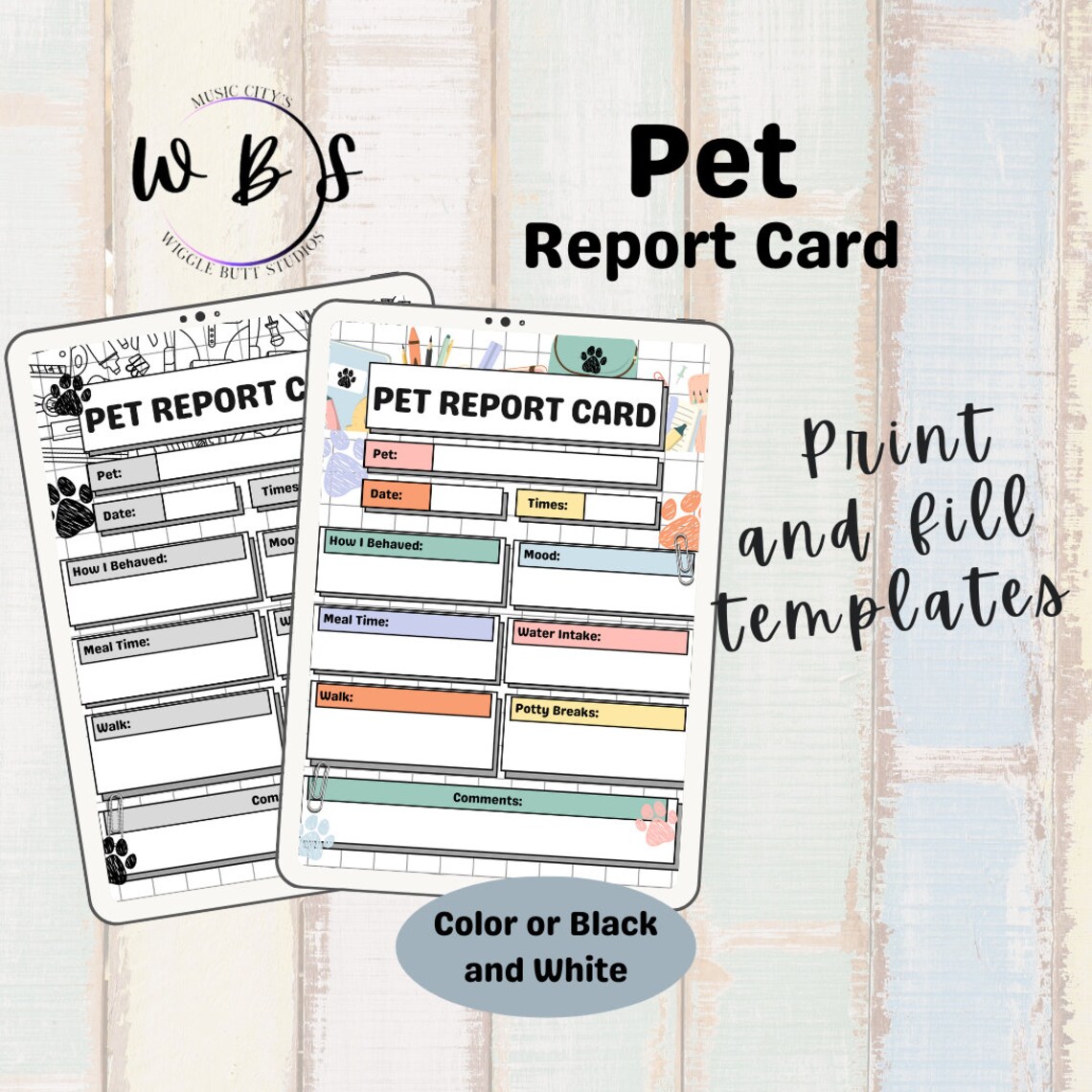 Printable Pet Report Card, Dog Report Card, Pet Sitter, Puppy Report ...