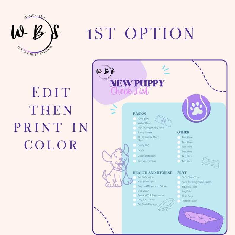 Printable New Puppy Checklist Bundle, Editable New Puppy Checklist, Pet ...