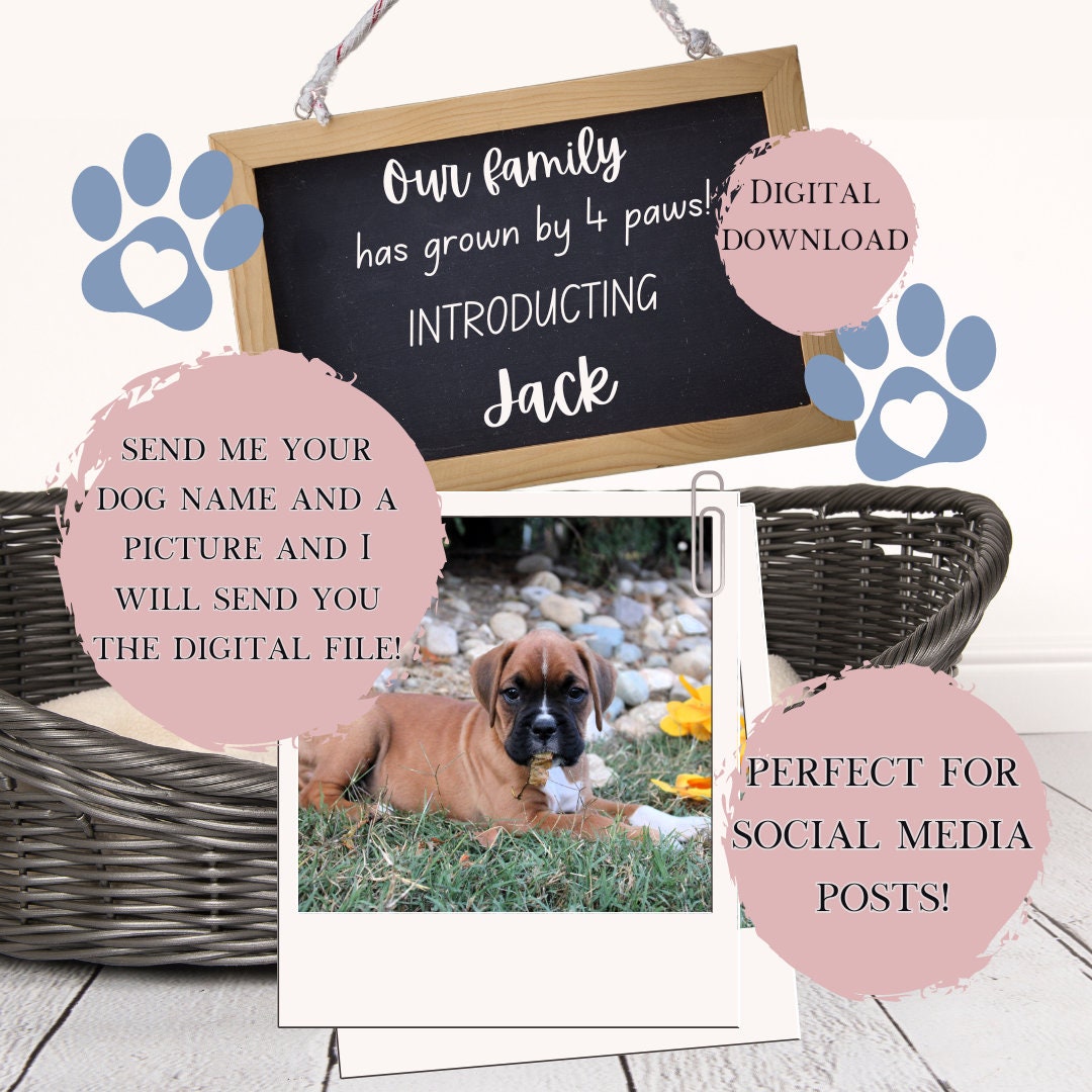 New Puppy Announcement, New Pet Announcement, Social Media Digital ...