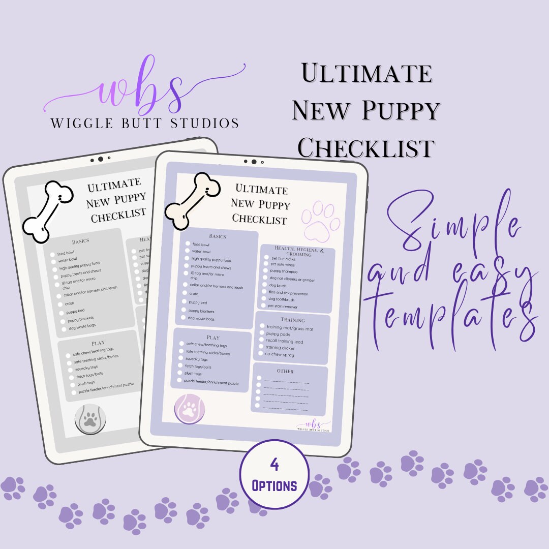 Printable Ultimate New Puppy Checklist Bundle, New Puppy Checklist, Pet ...