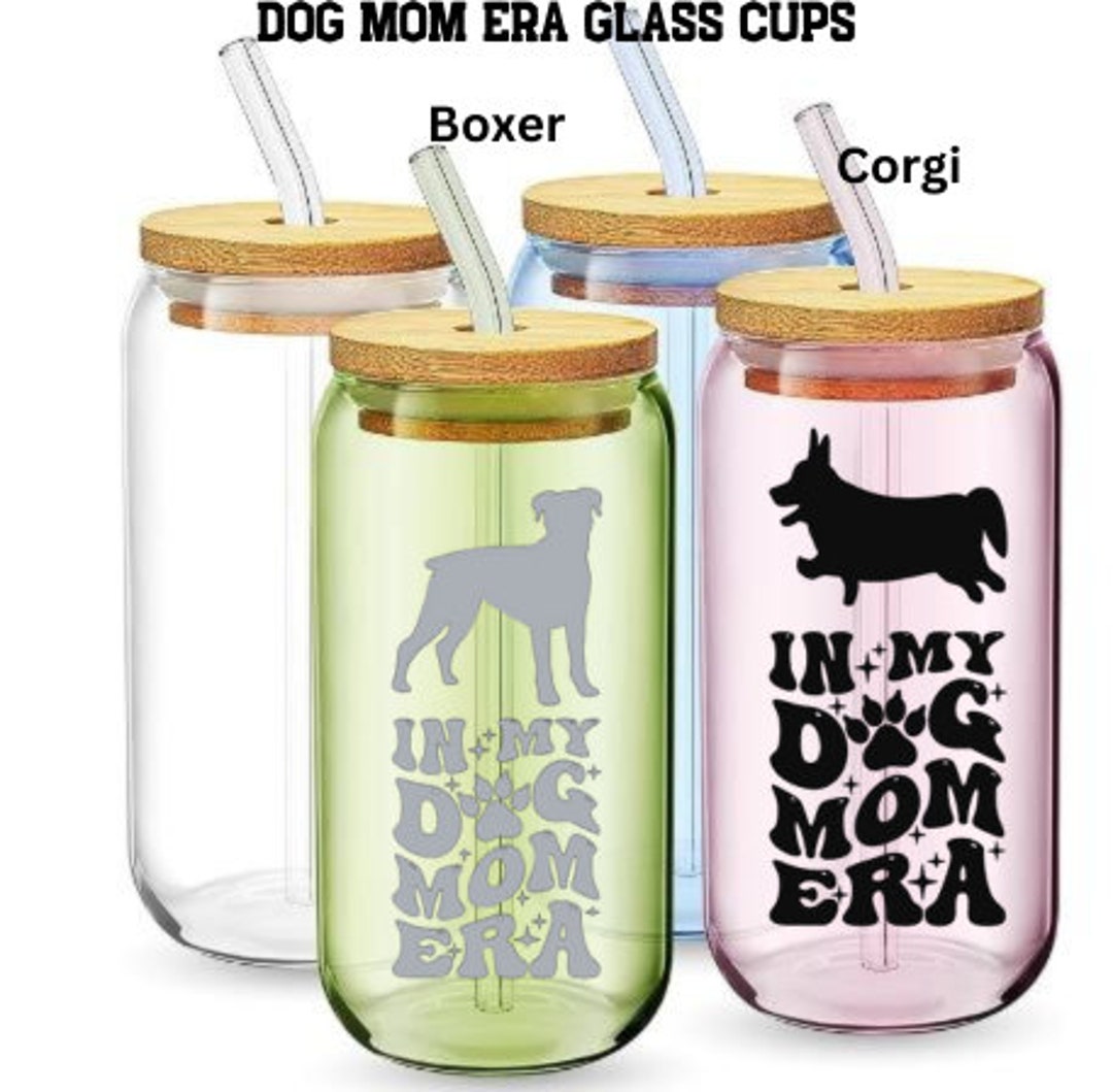 16 Oz Custom Dog Mom Era Libby Glass Cup With Straw and Lid: A ...