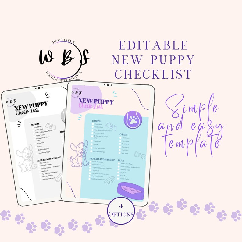 Printable New Puppy Checklist Bundle, Editable New Puppy Checklist, Pet ...