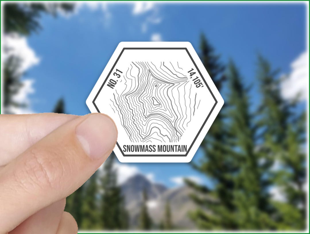 Snowmass Mountain - Colorado 14er Sticker With Topo Profile, Rank ...