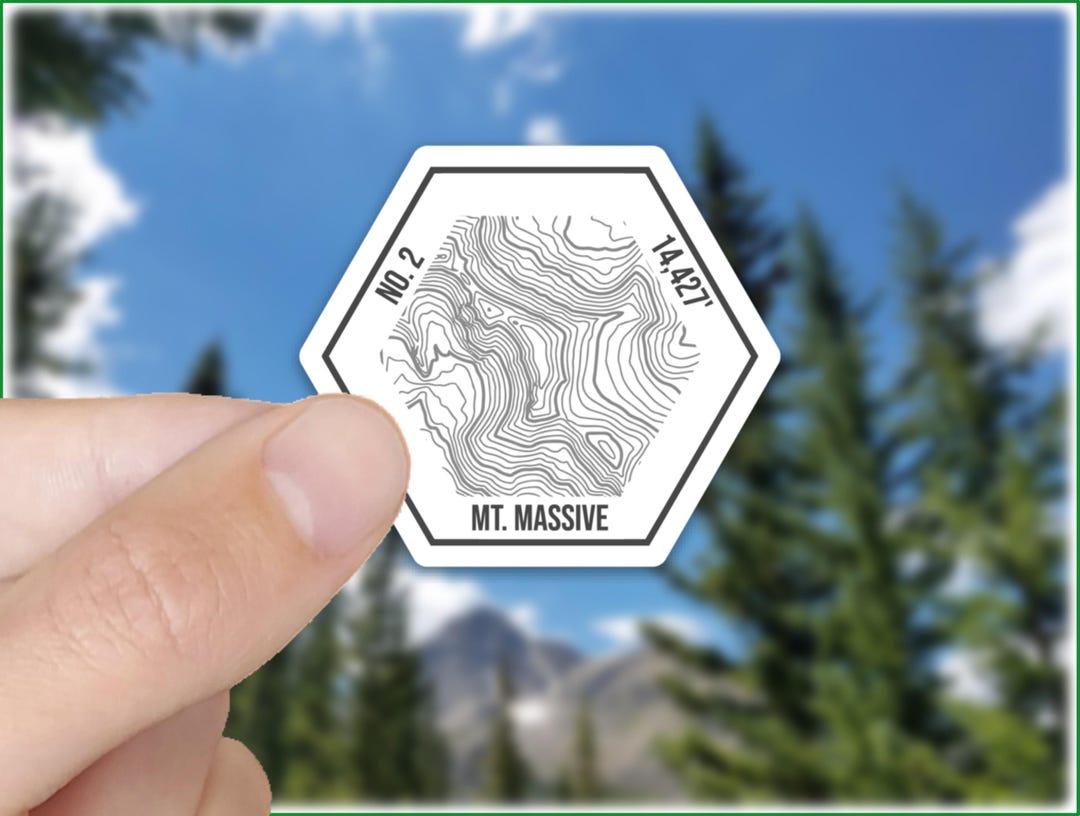Mt. Massive - Colorado 14er Sticker With Topo Profile, Rank ...