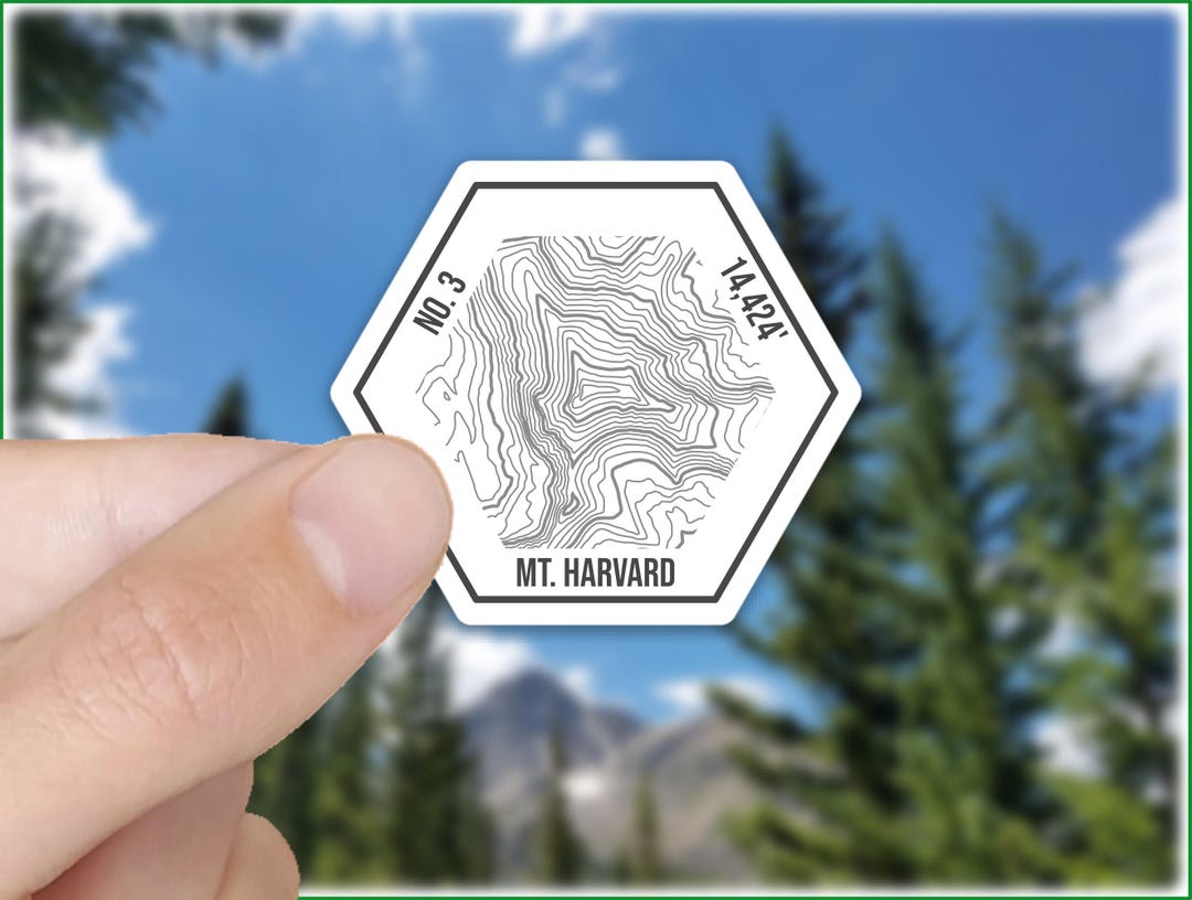Mt. Harvard - Colorado 14er Sticker With Topo Profile, Rank ...