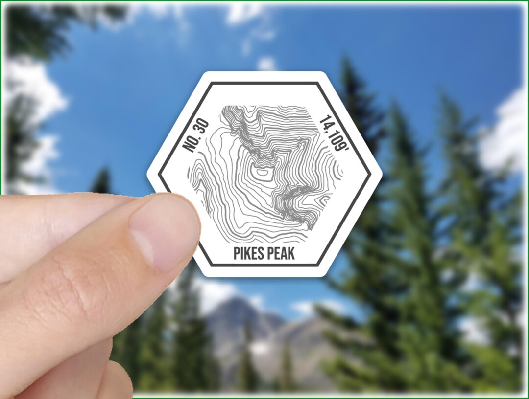 Pikes Peak - Colorado 14er Sticker With Topo Profile, Rank, & Elevation ...