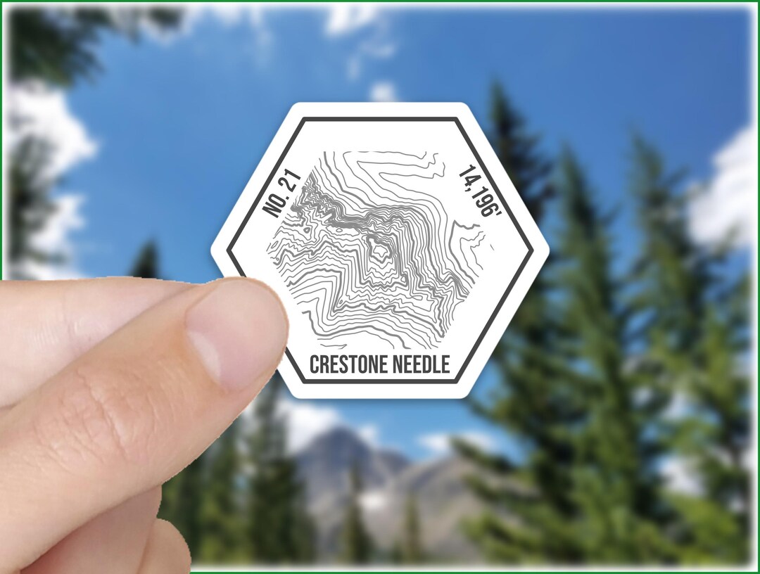Crestone Needle - Colorado 14er Sticker With Topo Profile, Rank ...