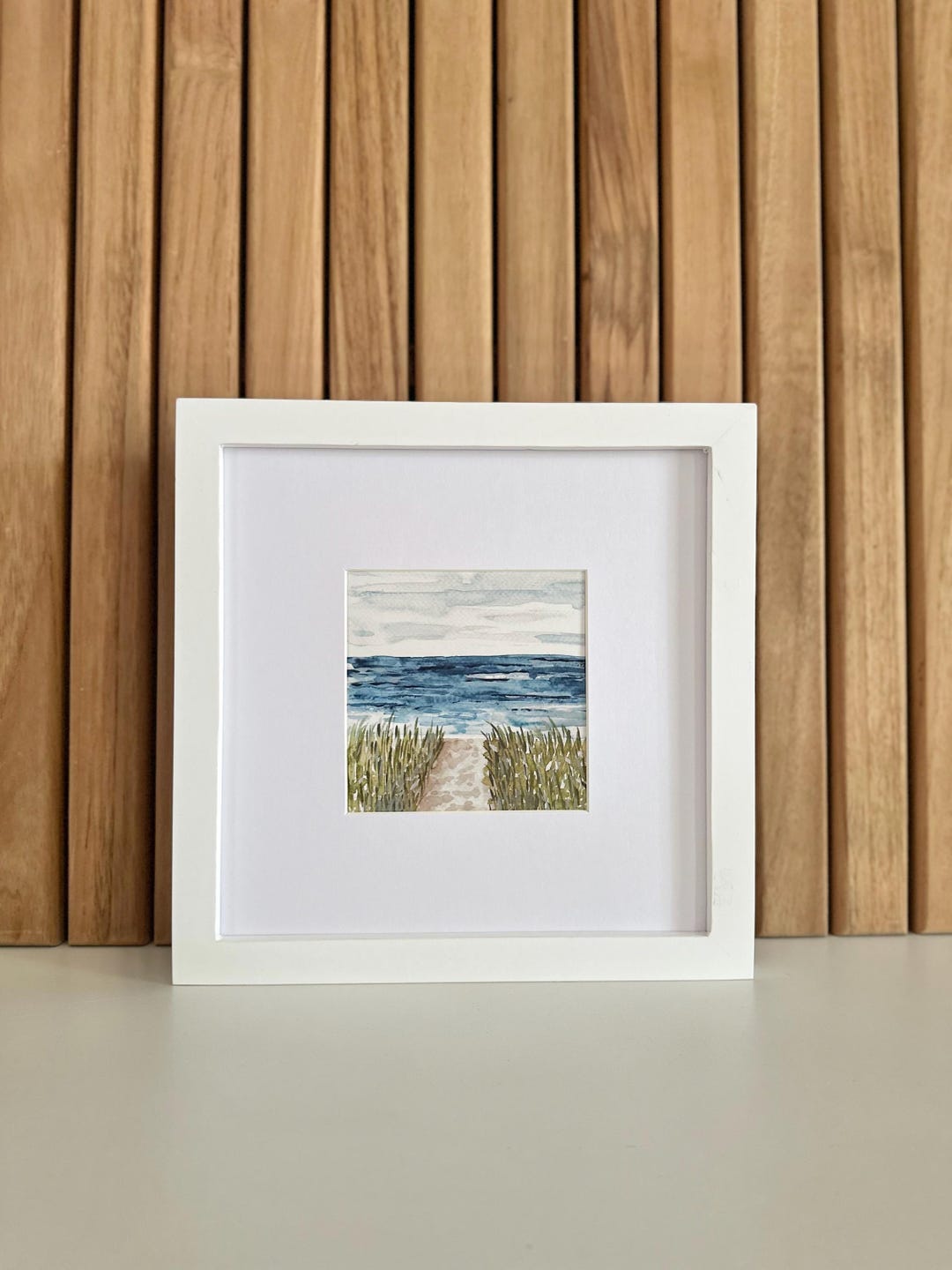 Framed Beach Path Watercolor Print – 8x8 Coastal Wall Art, Seaside ...