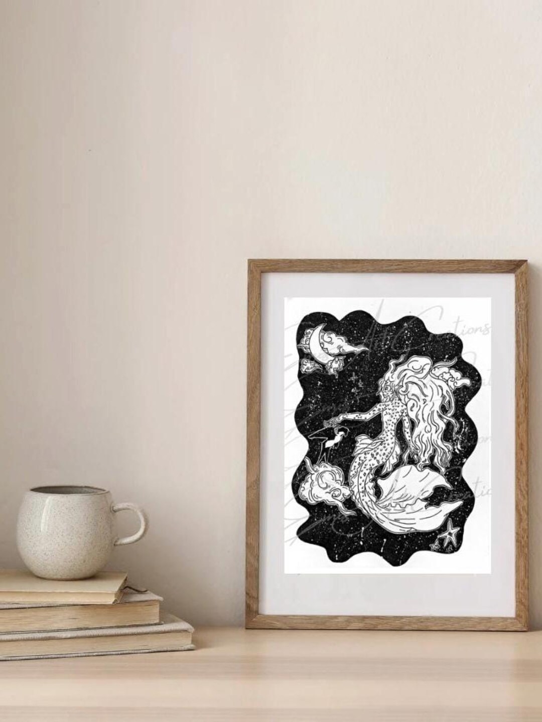 Digital Art| Printable Art | Home Decor| Mermaid | Wall Decor | Black ...