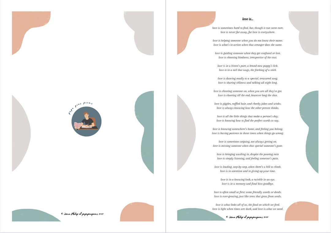 Love Is... Original Poetry A5 Printable Greeting Card INSTANT Digital ...