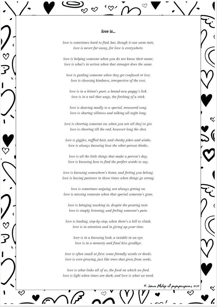 Love Is... Original Poetry A4 & A3 (INSTANT Digital Download) PRINTABLE ...
