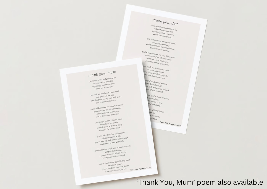 Thank You, Dad Original Poem Print A4 & A3 (INSTANT Digital Download ...