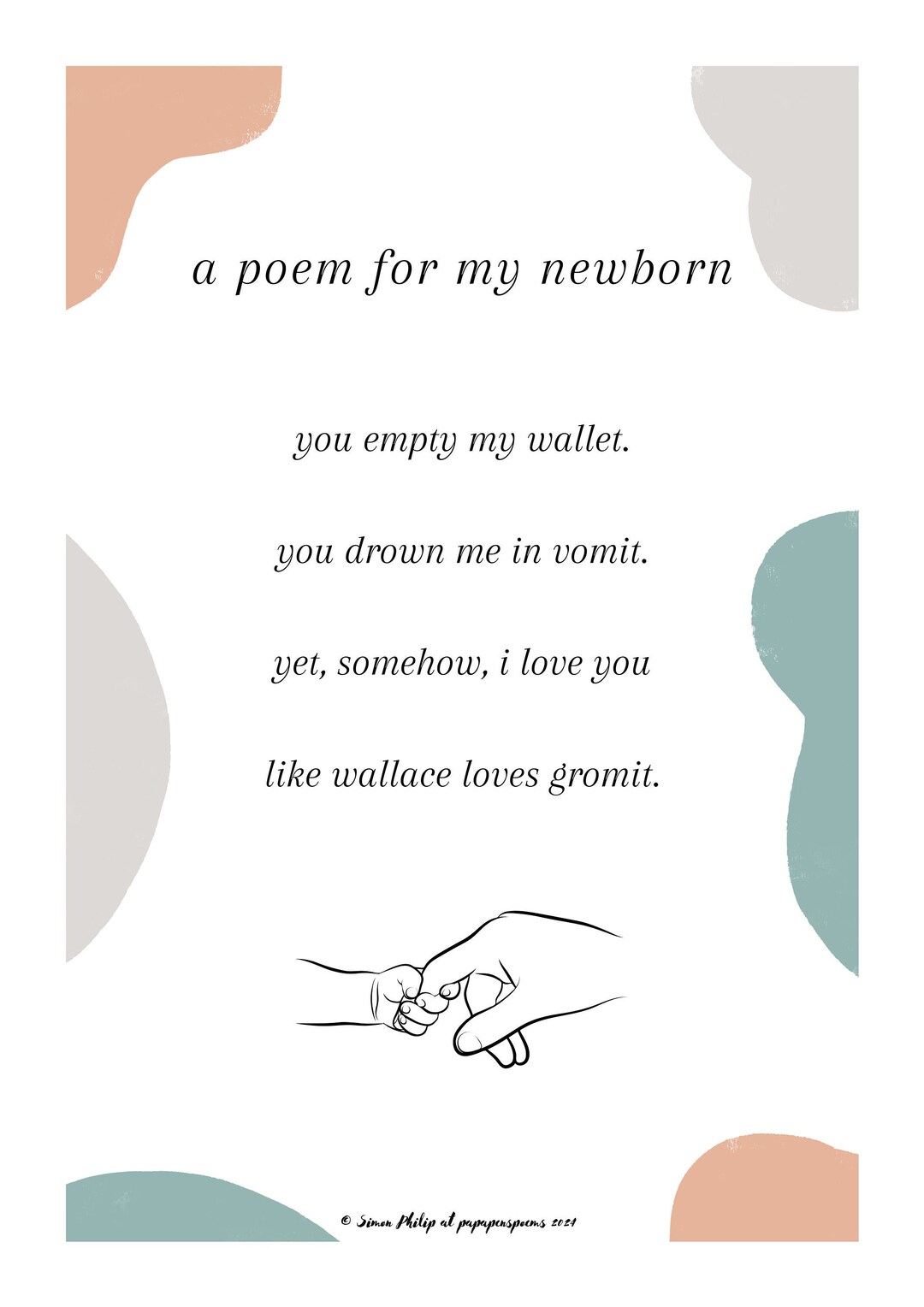 A Poem for My Newborn Original Poetry Print A4 & A3 INSTANT Digital ...
