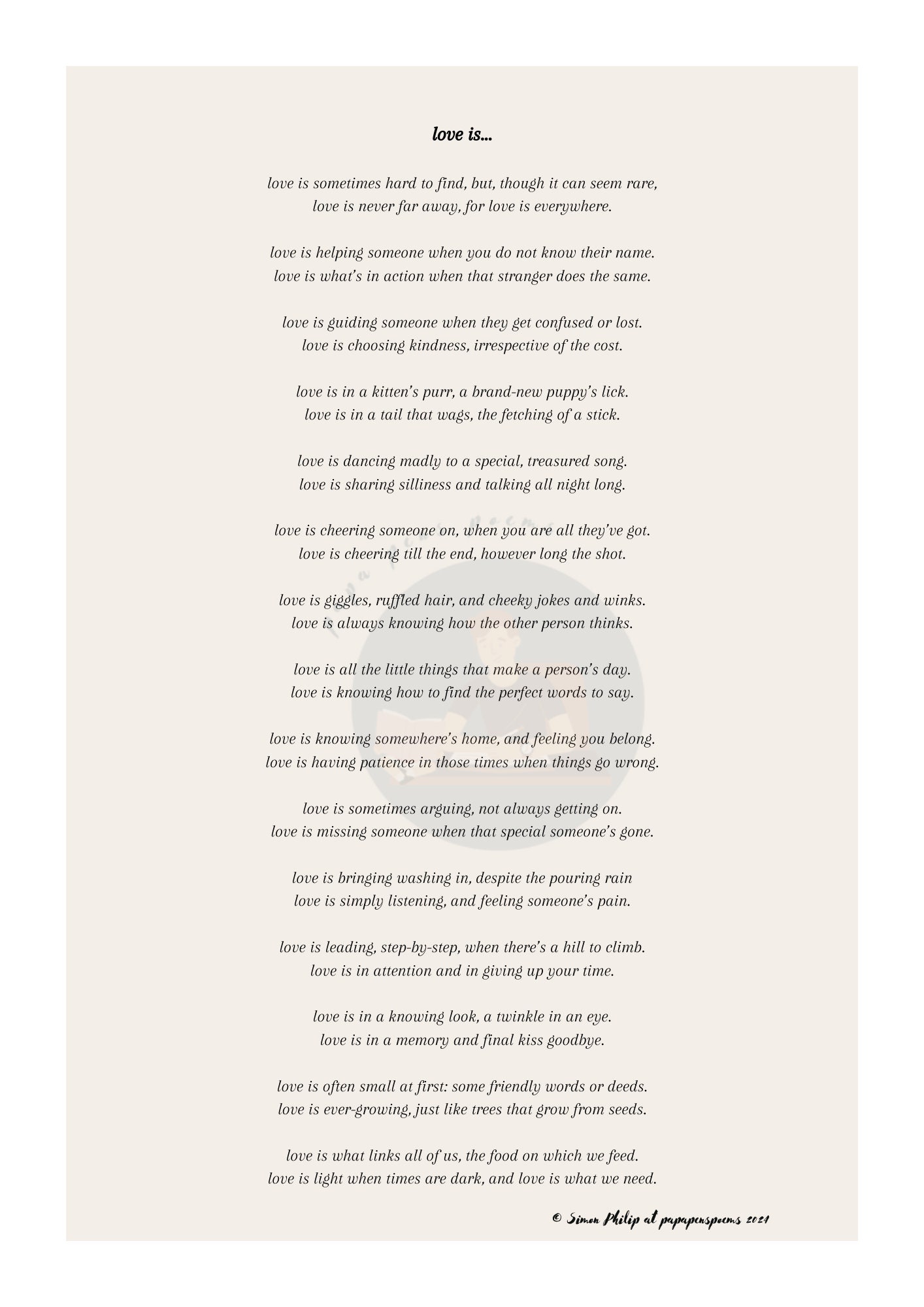 Love Is... Original Poetry A4 & A3 (INSTANT Digital Download) PRINTABLE ...