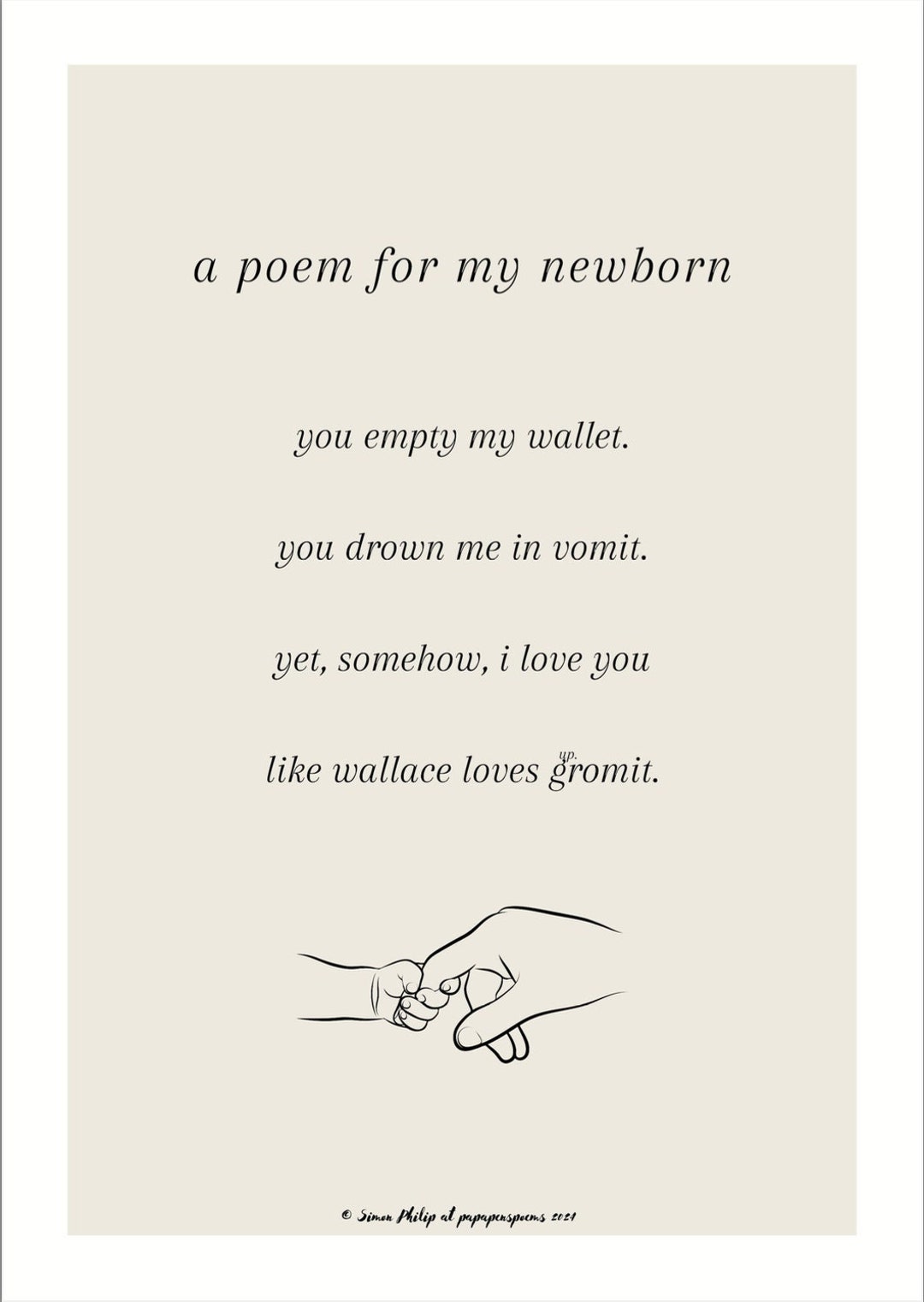 A Poem for My Newborn Original Poetry Print A4 & A3 INSTANT Digital ...