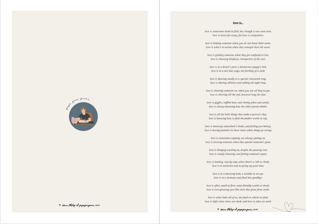 Love Is... Original Poetry A5 Printable Greeting Card INSTANT Digital Download SAND - Etsy