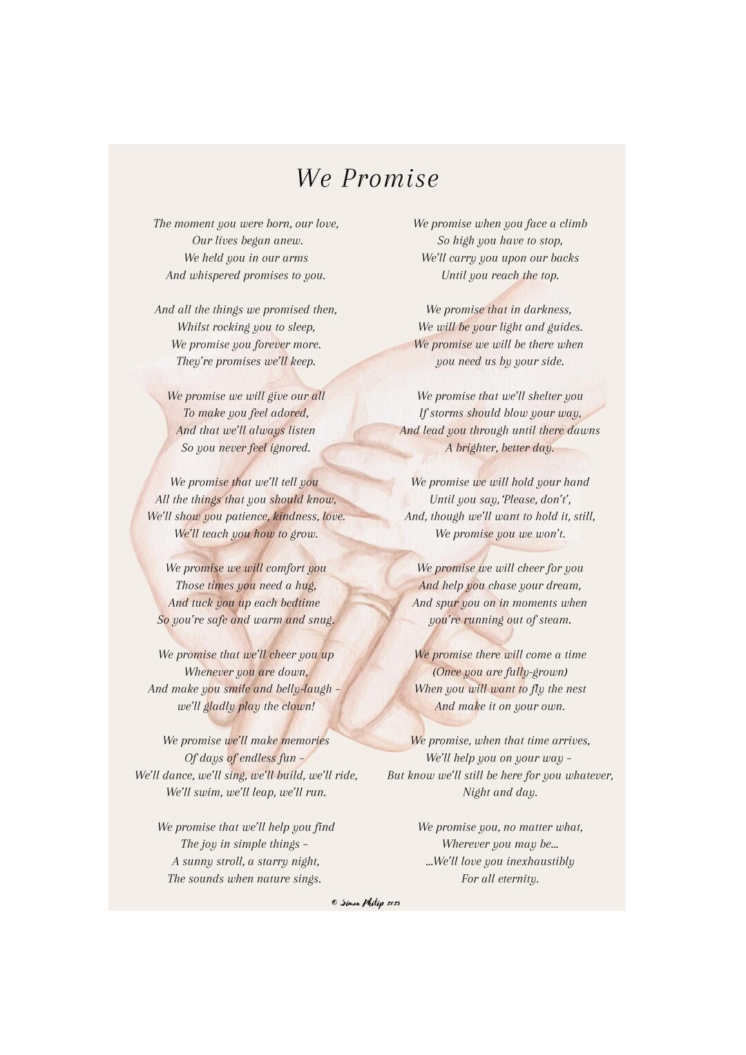 We Promise Original Parenthood Poem A4 & A3 (INSTANT Digital Download ...