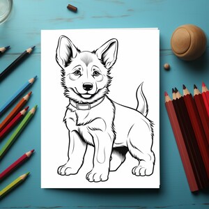 Cute Dog Coloring Pages for Kid's, Digital Download Coloring Page, Cute ...