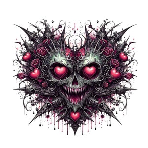 14 Watercolor Gothic Creepy Heart Fantasy Clipart JPG, Ceremony Symbol ...