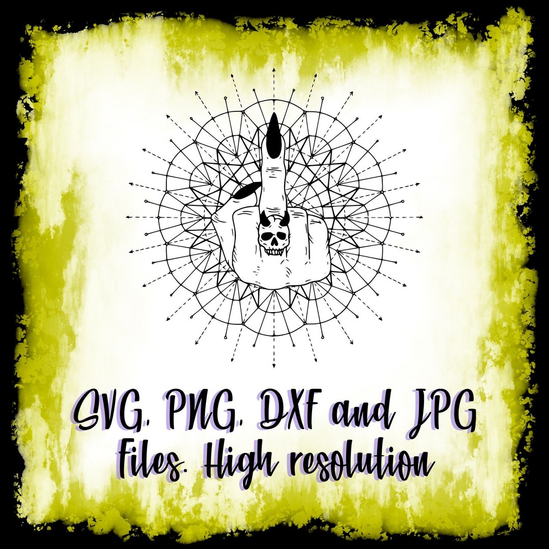 Gothic Style Middle Finger Emblem SVG File, Scary Funny Clipart Vector ...