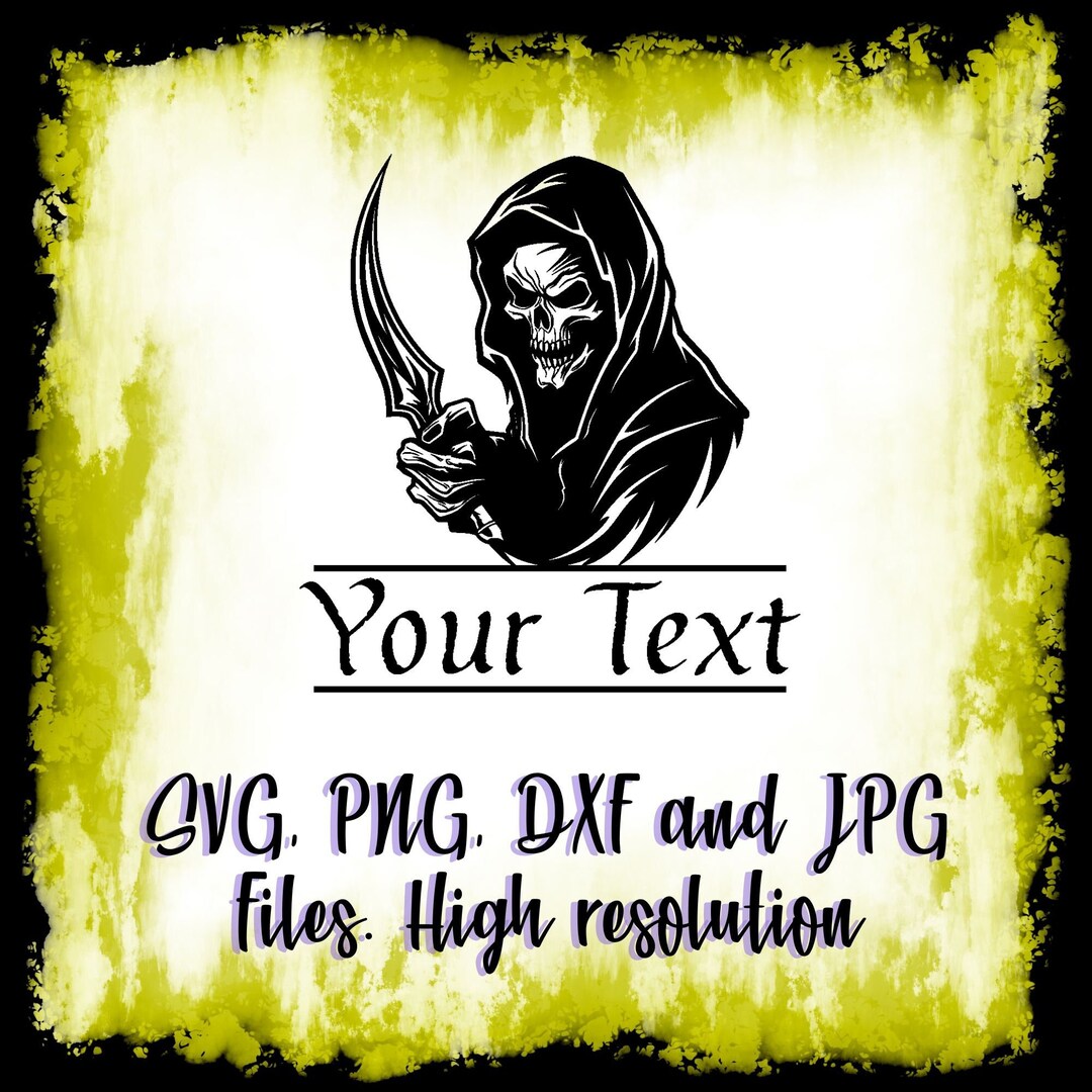 Split Monogram Gothic Style Grim Reaper SVG PNG, Instant Digital ...