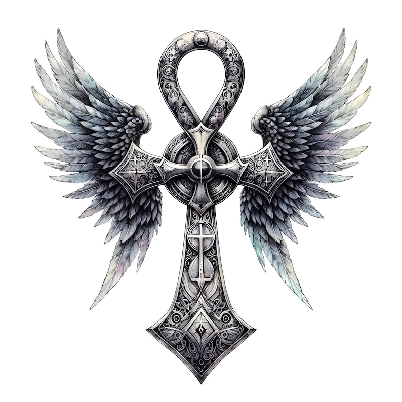14 Watercolor Gothic Ankh Clipart JPG File, Fantasy Wall Decor, High ...