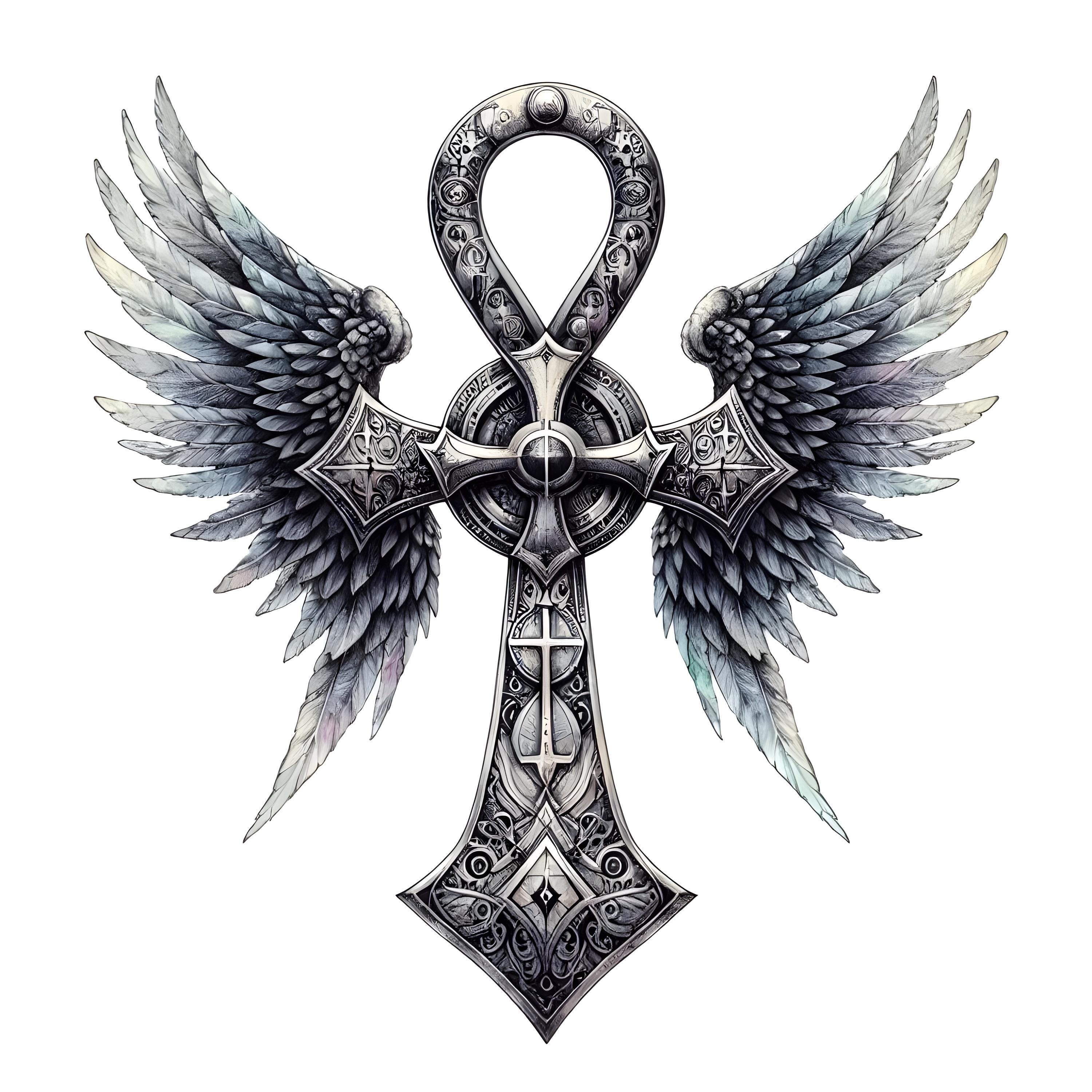 14 Watercolor Gothic Ankh Clipart JPG File, Fantasy Wall Decor, High ...