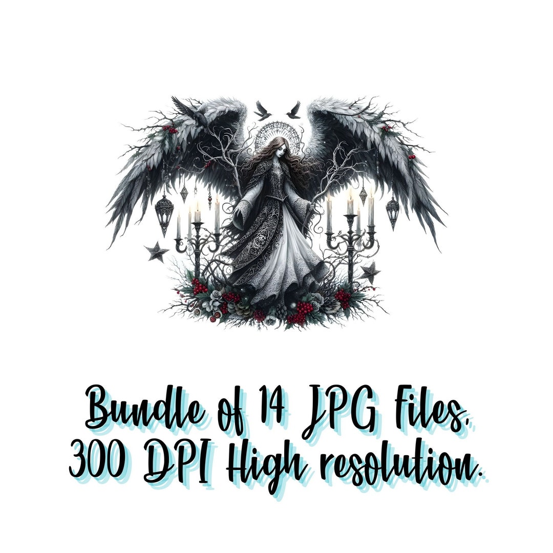 14 Watercolor Gothic Christmas Angel Clipart JPG, Religious Holiday ...