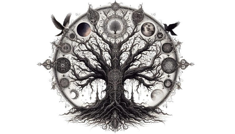 14 Watercolor Gothic Tree of Life Clipart JPG File, Fantasy Decor ...