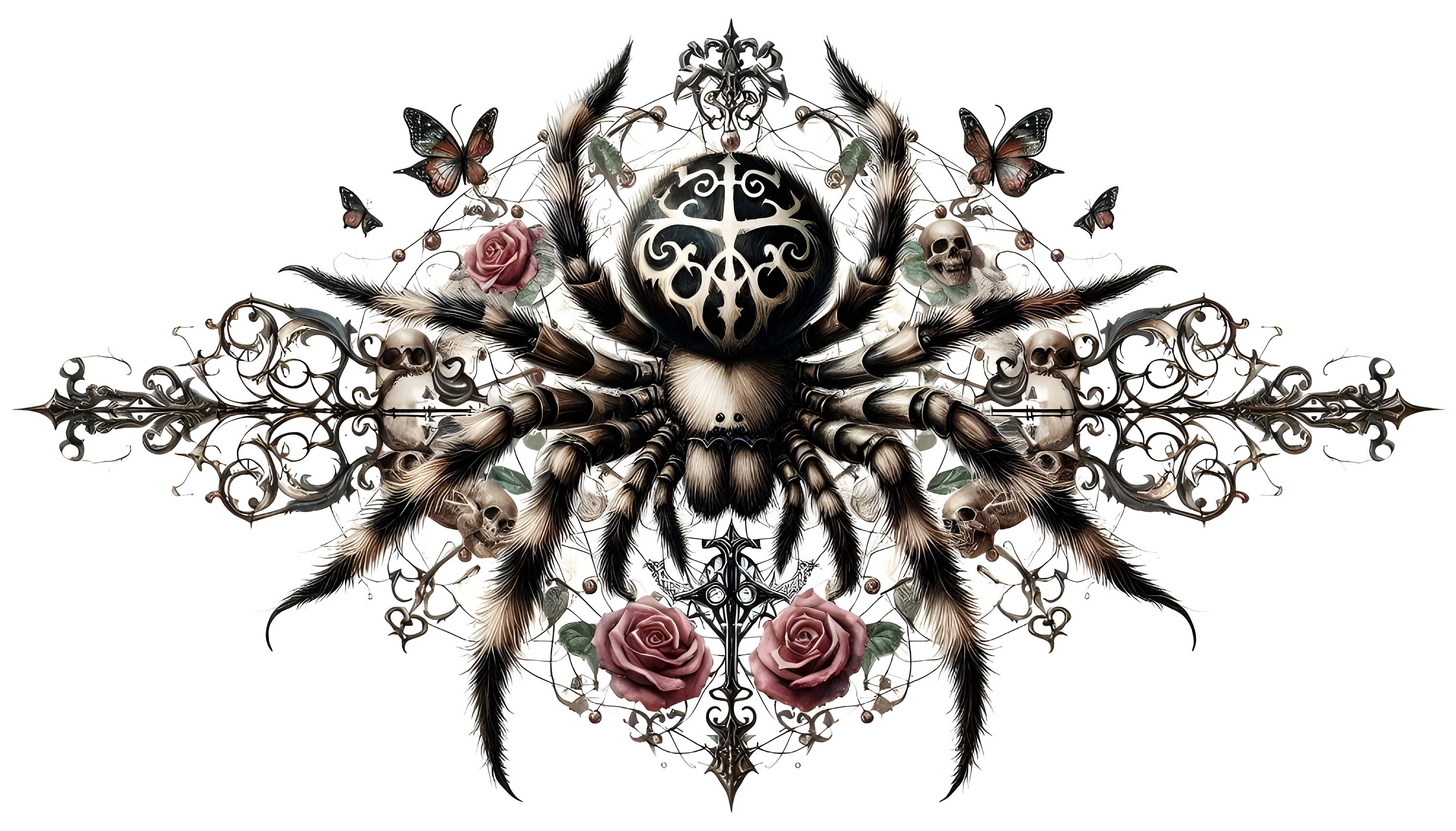 10 Watercolor Gothic Spider Clipart, Bundle of JPG Files, Arachnid ...
