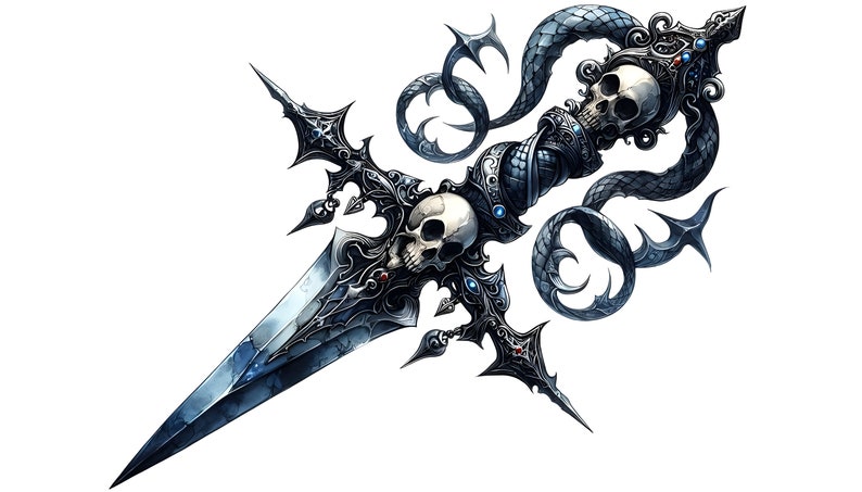 11 Watercolor Gothic Dagger Clipart JPG File, Ceremonial Symbol High ...