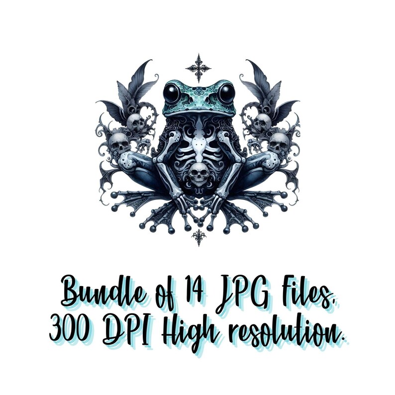 14 Watercolor Gothic Frog Clipart JPG File, Spirit Animal Tattoo Design ...